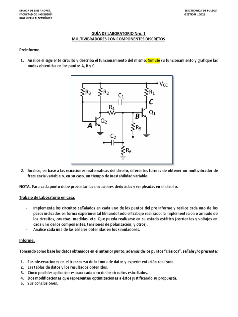 LAB Multivibradores Con Componentes Discretos | PDF | Ciencia y ...