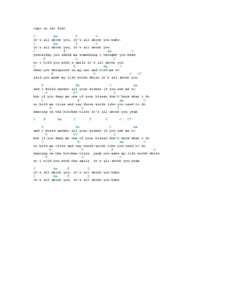 Capo on 1st Fret Chords for Song | PDF