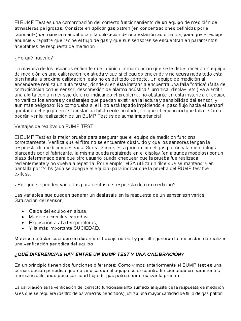Bump Test CAPACITACION | PDF | Calibración | Gases