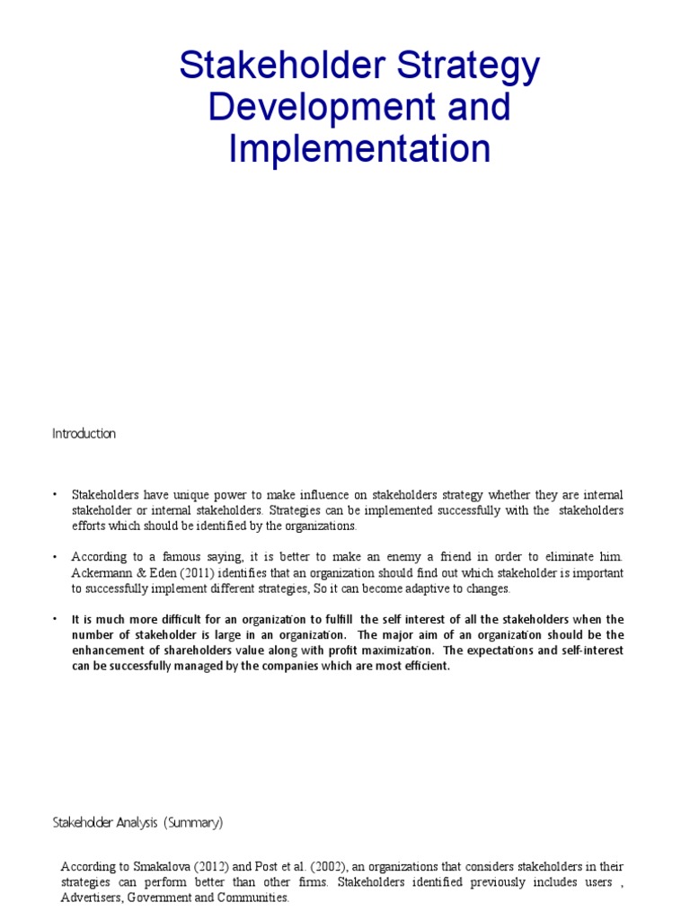 Stakeholder Strategy Development Guide | PDF | Strategic Management ...
