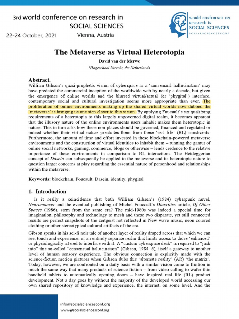 Metaverse as Digital Heterotopia | PDF | Cryptocurrency | Posthuman