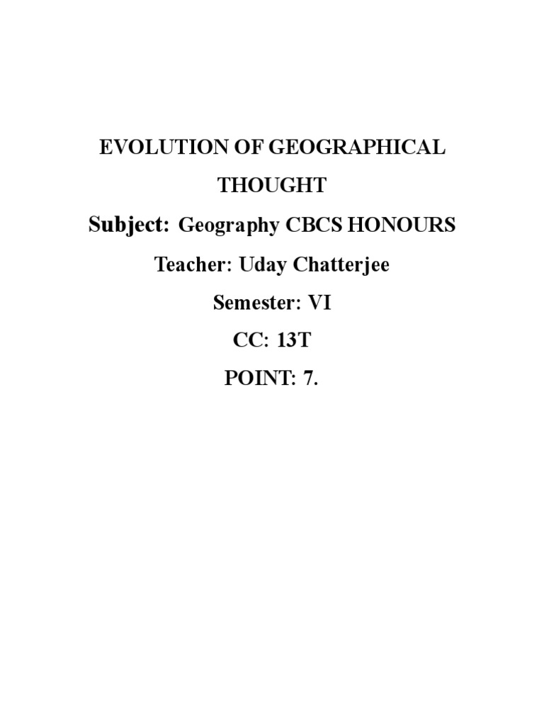Evolution of Geographical Thought | PDF | Geography | Quantitative Research
