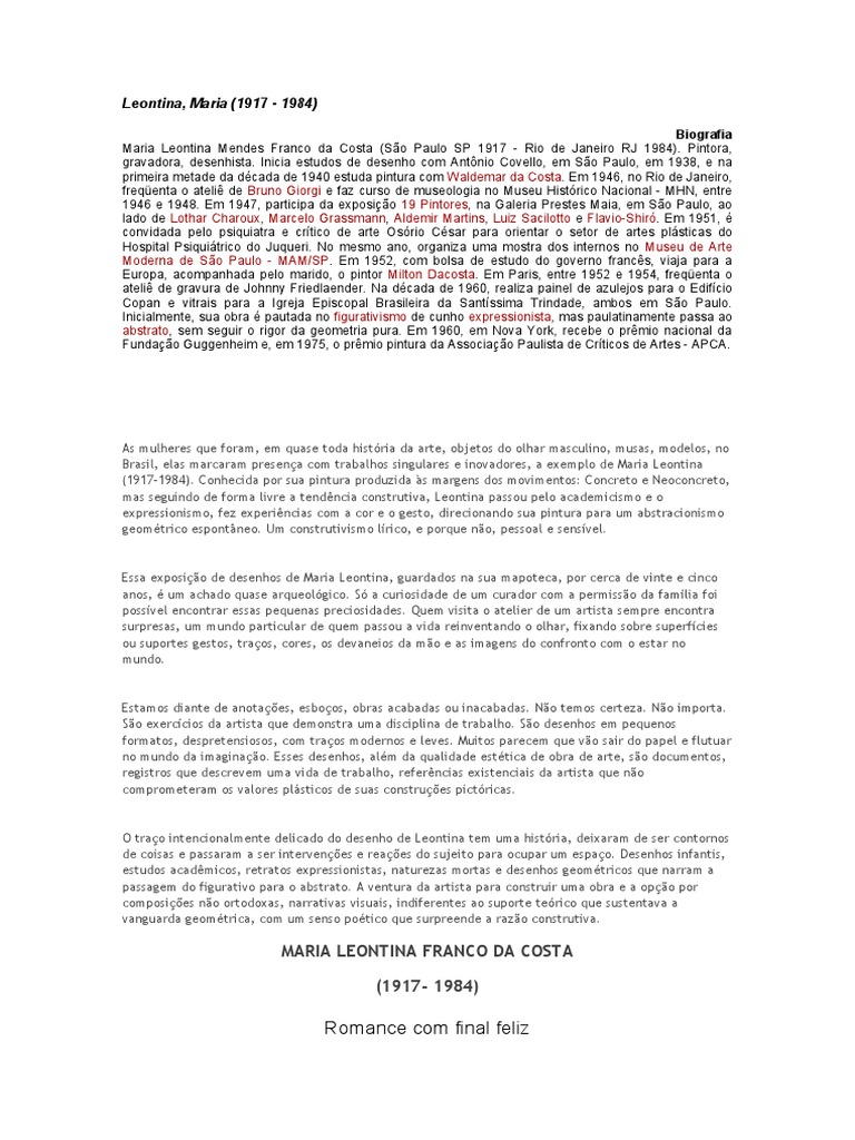 EXPOSIÇÃO Maria Leontina | PDF | Pinturas | Arte abstrata