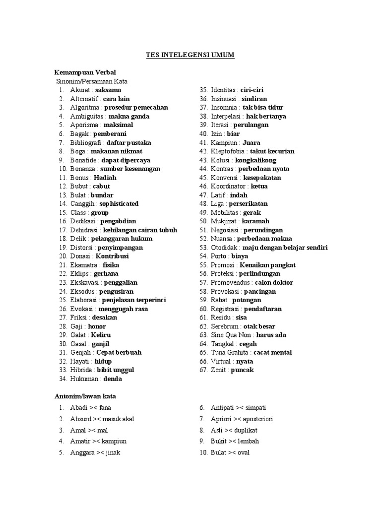 Panduan Tes Intelegensi Umum | PDF