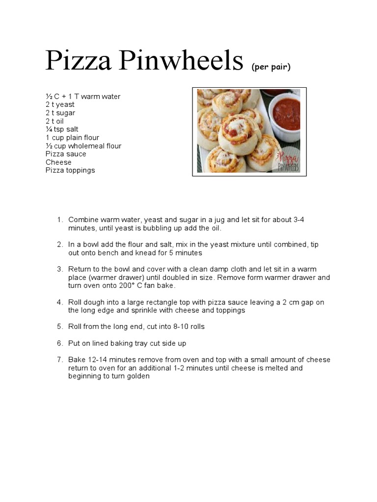 Pizza Pinwheels | Download Free PDF | Pizza | Dough