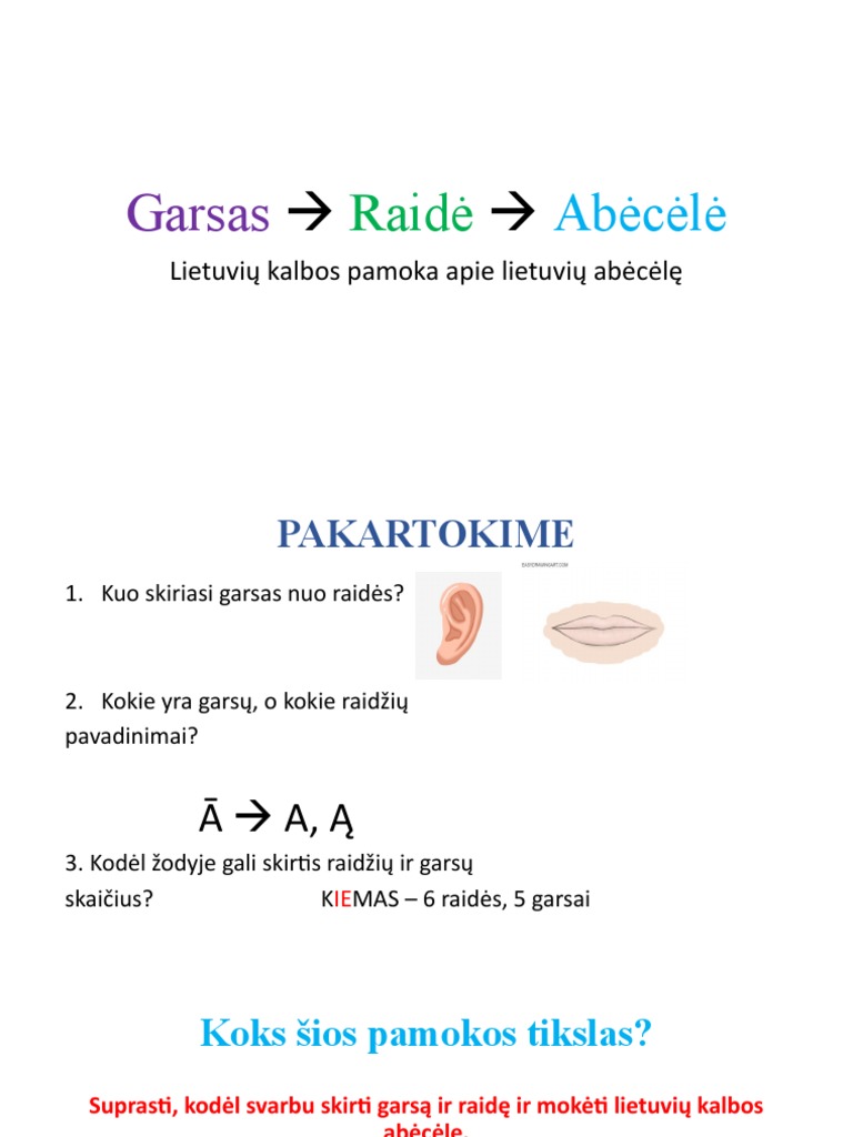 Garsas Raidė Abėcėlė 5 Klasei | PDF