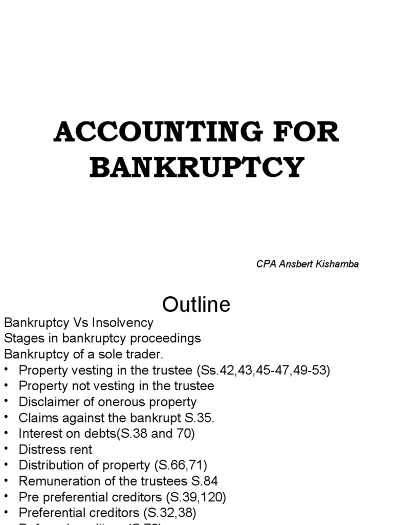 Accounting For Bankruptcy: CPA Ansbert Kishamba | PDF | Bankruptcy ...