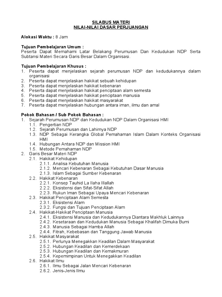 Silabus Materi NDP | PDF