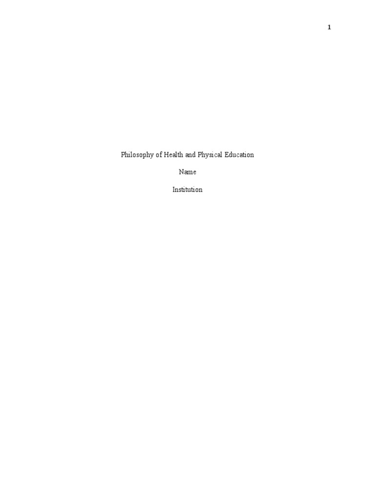 Philosophy of Health and Physical Education | PDF | Physical Education ...