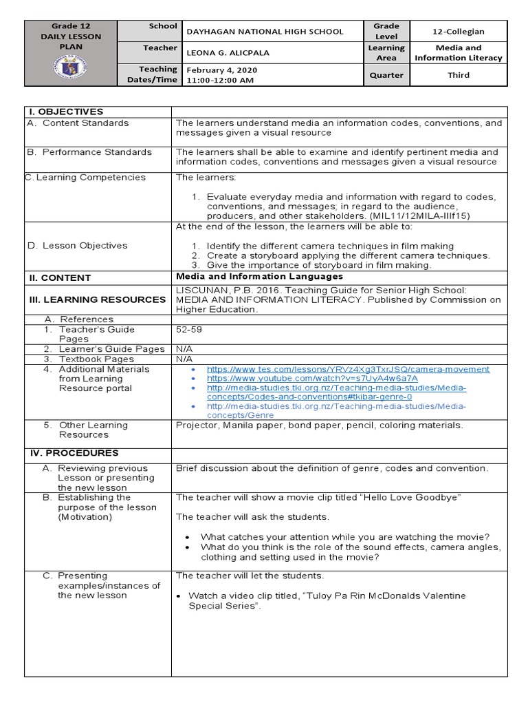 Lesson Plan Mil Observation | PDF | Teachers | Information Literacy