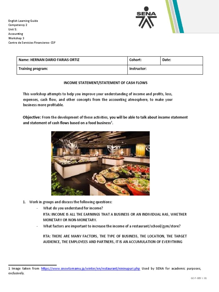 Accounting Workshop: Income Statement Guide | PDF | Income Statement ...