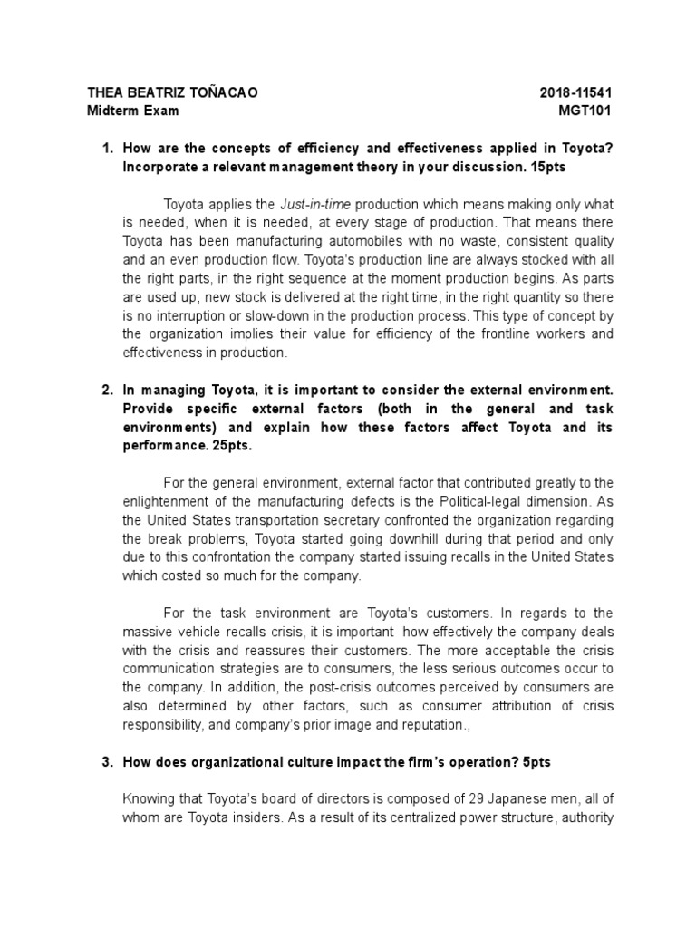 Toyota Case Study | Download Free PDF | Toyota | Lean Manufacturing