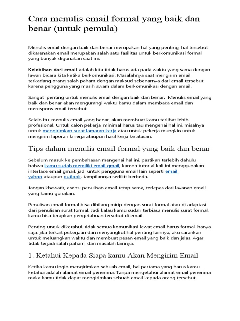 Cara Menulis Email Formal Yang Baik Dan Benar | PDF | Bisnis | Komputer