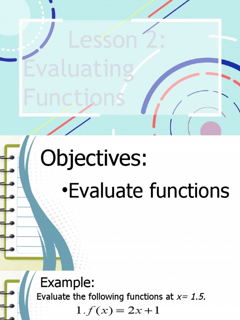Lesson 2: Evaluating Functions | PDF | Function (Mathematics) | Analysis
