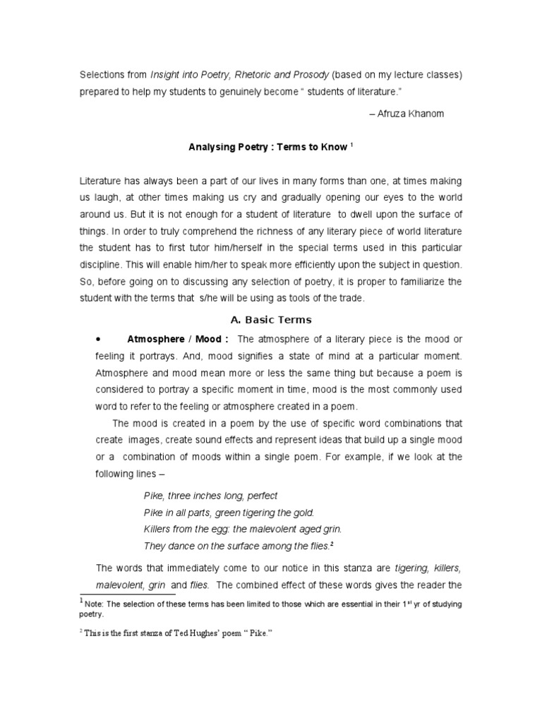 Selections From Insight Into Poetry, Rhetoric and Prosody | PDF | Poetry