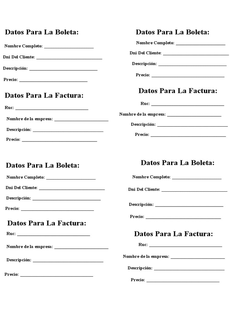 Formato de Boletas | PDF