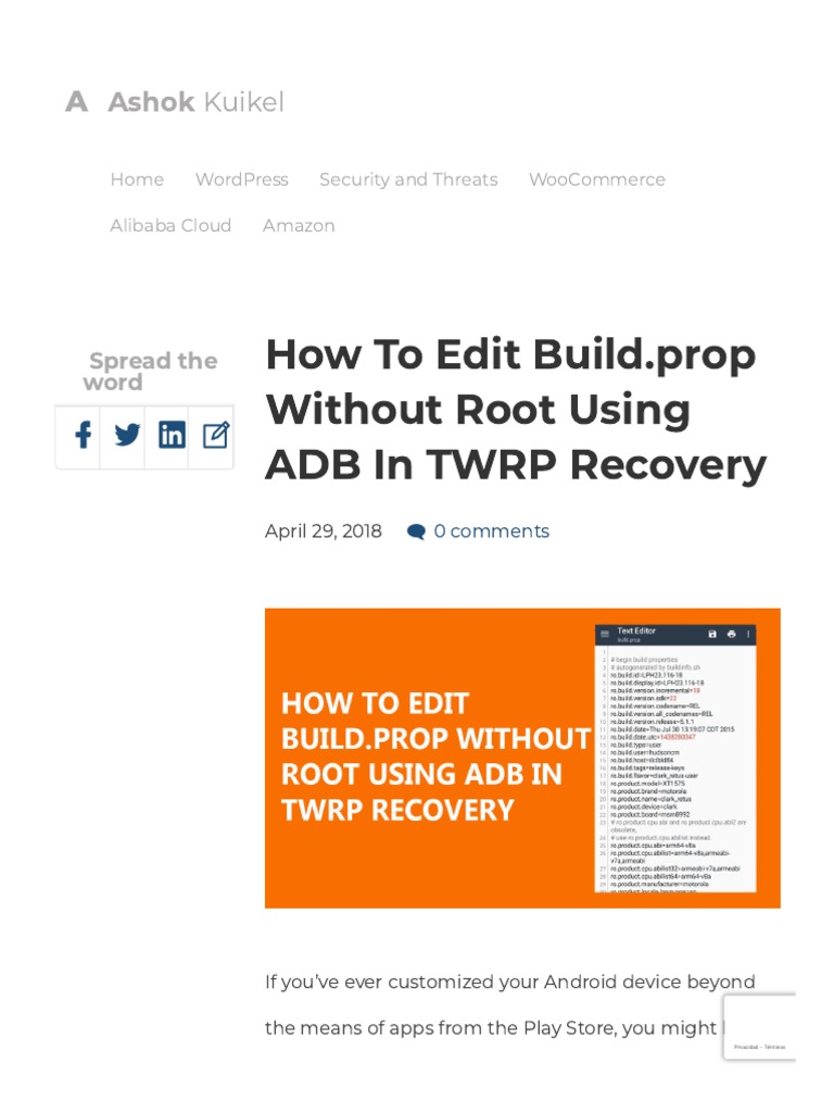 How To Edit Build - Prop Without Root Using ADB in TWRP Recovery | PDF | Word Press | Android ...