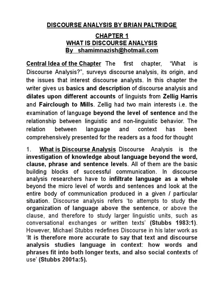 Summary of Discourse Analysis by Brian P | PDF | Linguistics | Grammar