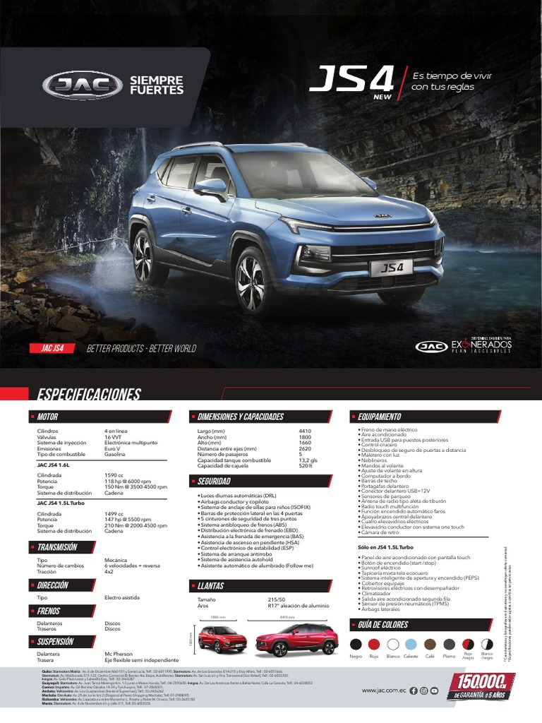 Ficha Tecnica Jac JS4 | PDF | Sistema de freno antibloqueo | Estilos de carrocería