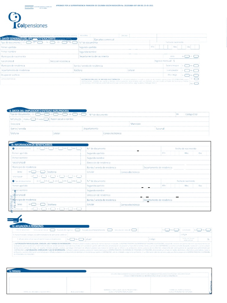 Formato Afiliaciones AFP (Actualizado) . | PDF | Pensión