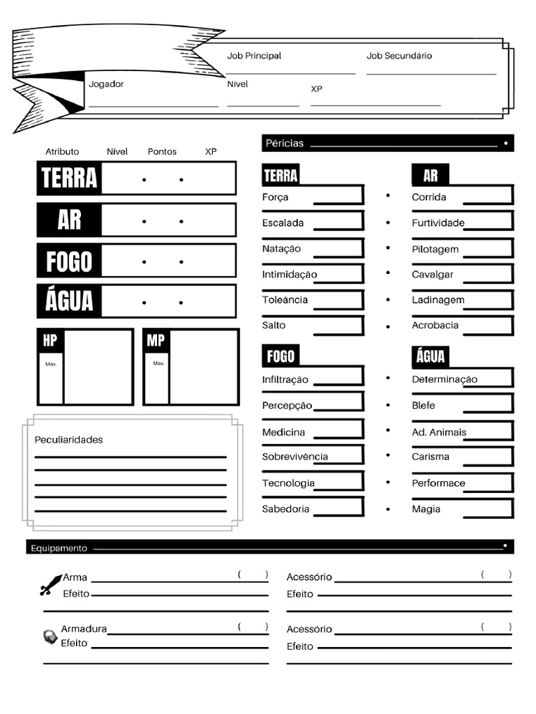 Ficha RPG de Mesa de Final Fantasy | PDF