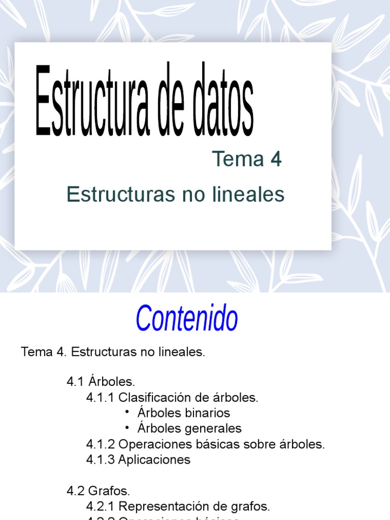 Tema 4 Estructuras No Lineales | PDF | Matemáticas | Datos de computadora