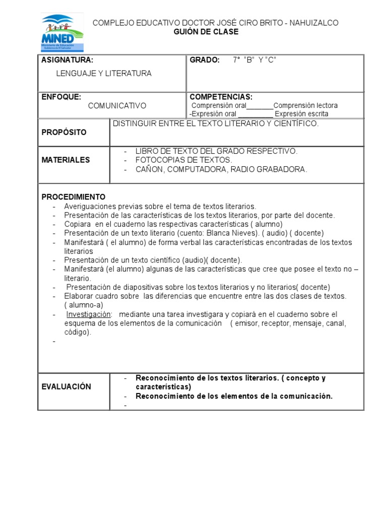 Formato de Guión de Clase | PDF