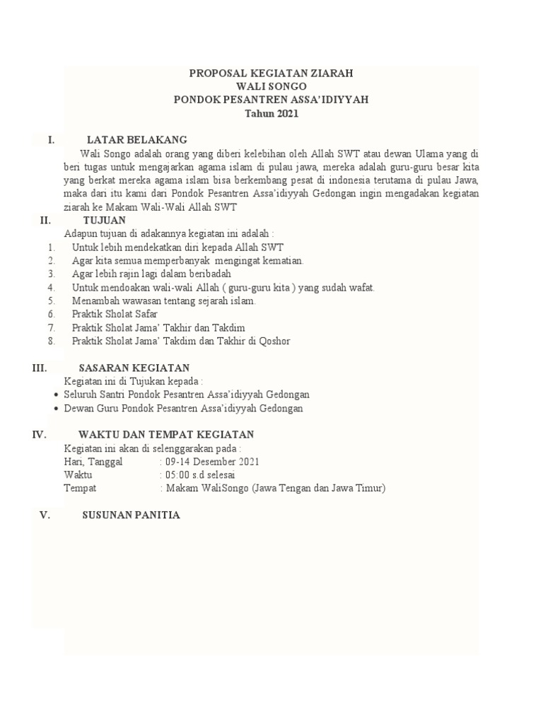 Proposal Kegiatan Ziarah | PDF
