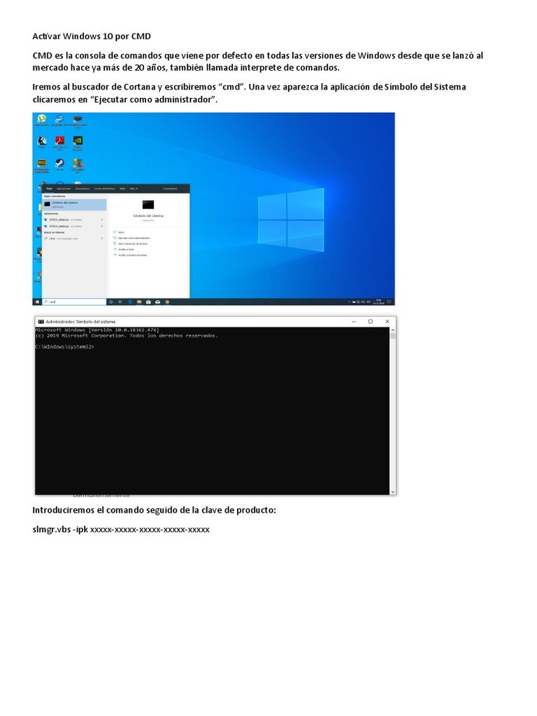 Activar Windows 10 Por CMD | Descargar gratis PDF | Windows 10 ...