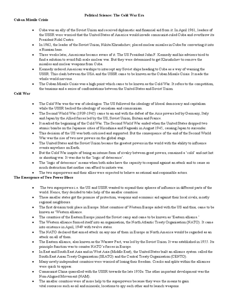 Cold War Era Political Science | PDF | Non Aligned Movement | Cold War