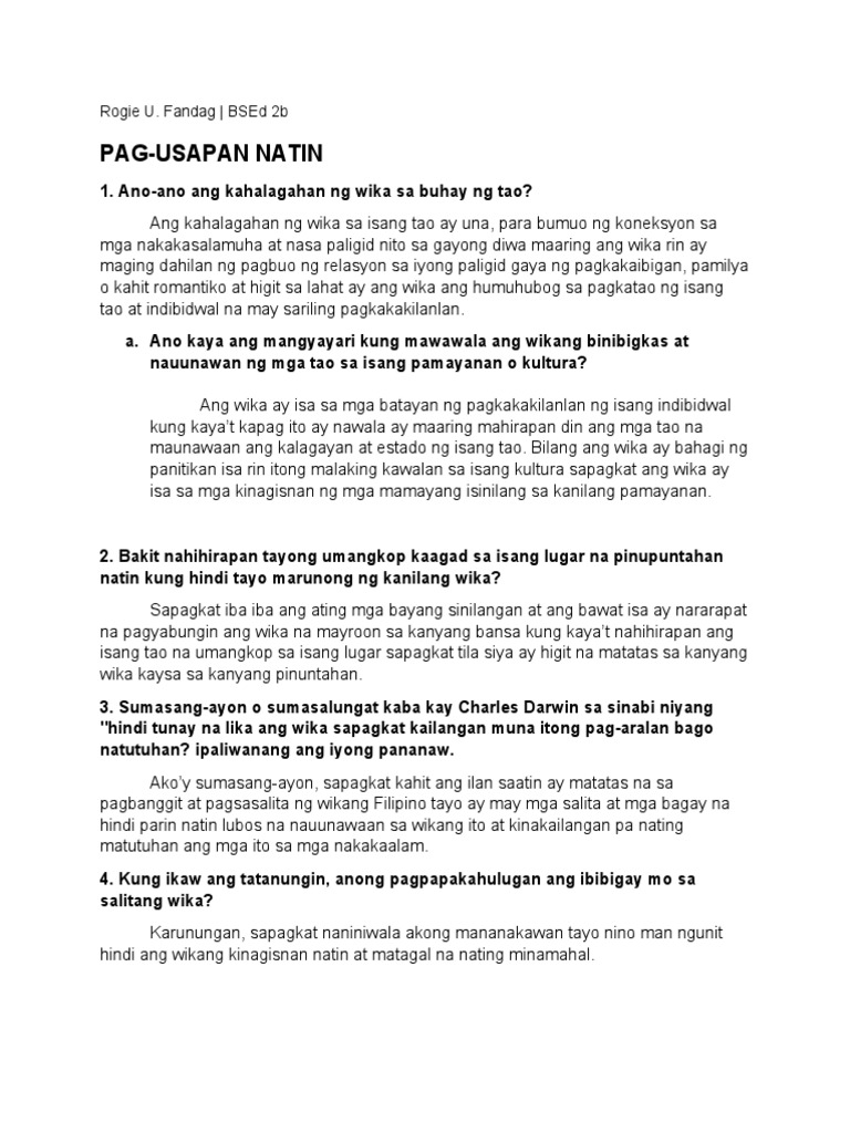 Pag Usapan Natin | PDF