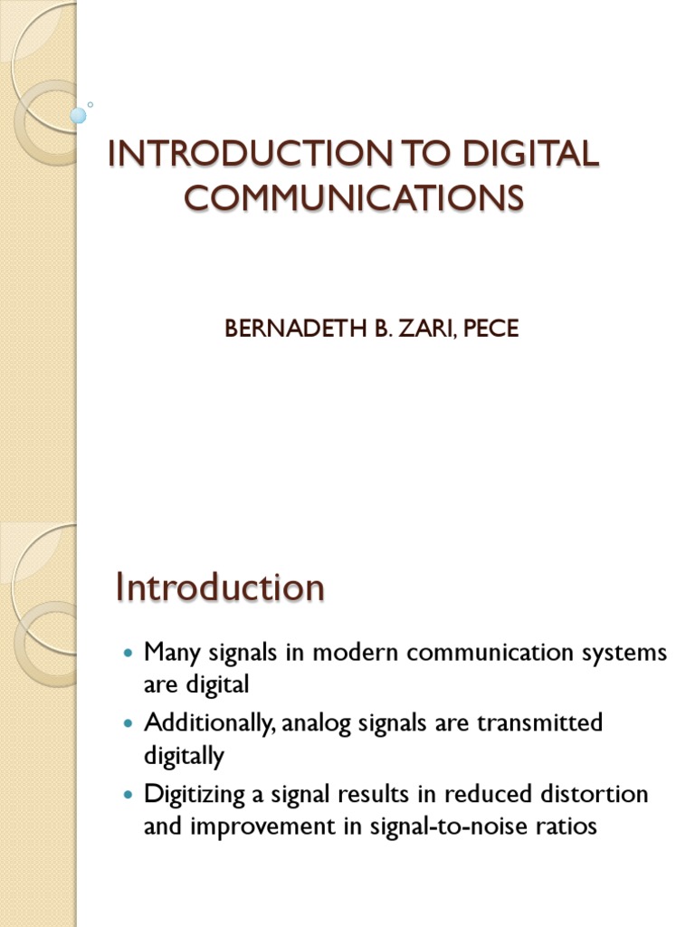 Introduction To Digital Communications: Bernadeth B. Zari, Pece | PDF ...