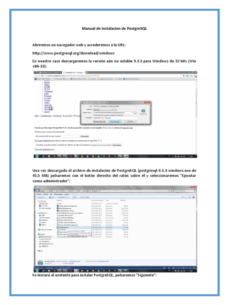 Instalación de PostgreSQL en Windows 7 | PDF | Informática