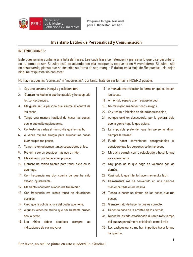 MIPS - Cuadernillo Estilos de Personalidad y Comunicación | PDF