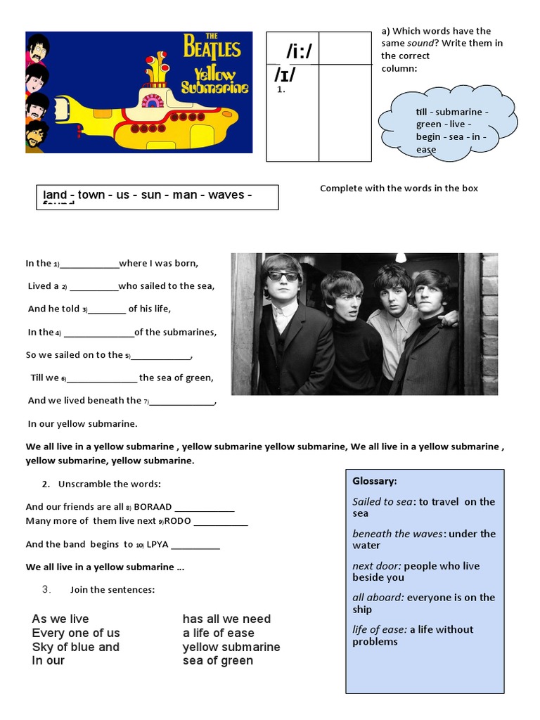Yellow Submarine - Worksheet | PDF