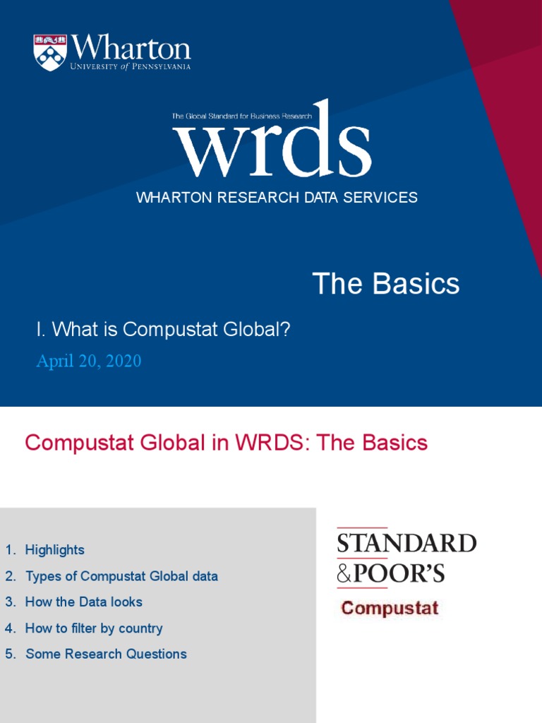 Compustat Global in WRDS The Basics | PDF | Dividend | Pound Sterling