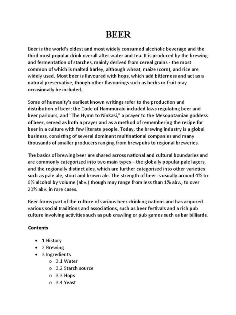 Beer | PDF | Beer | Brewing