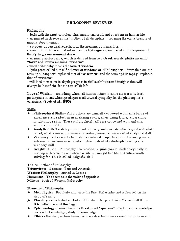 Popularly Known As The First Philosophy and Is Focused On The Study of ...