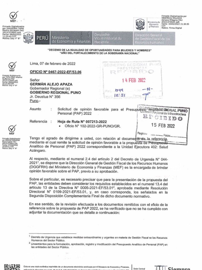 Oficio 467-2022-DGGFRRHH | PDF