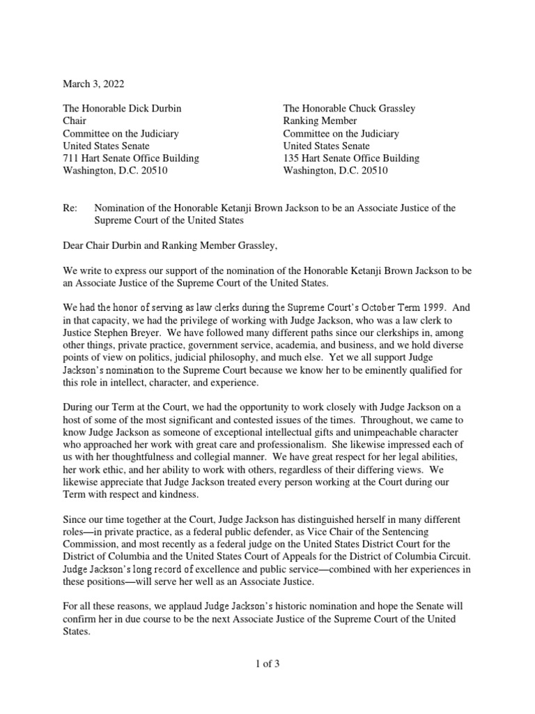 Supreme Court Clerks Letter | PDF | Supreme Court Of The United States ...