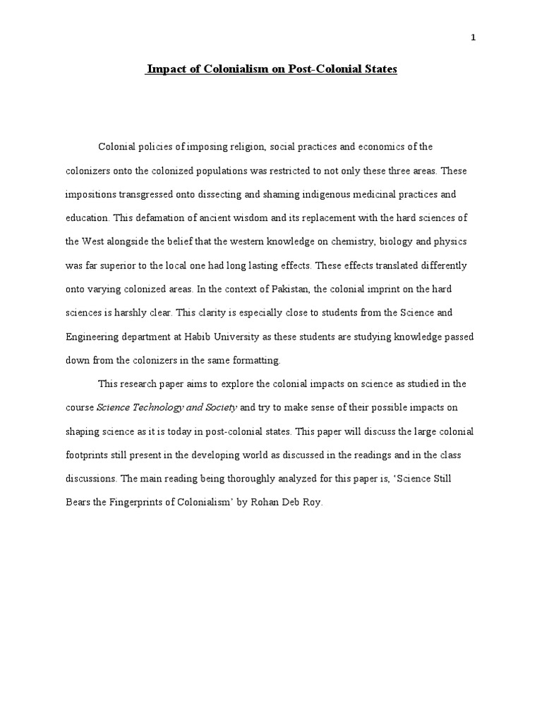 Impact of Colonialism On Post-Colonial States | PDF | Science | Colonialism