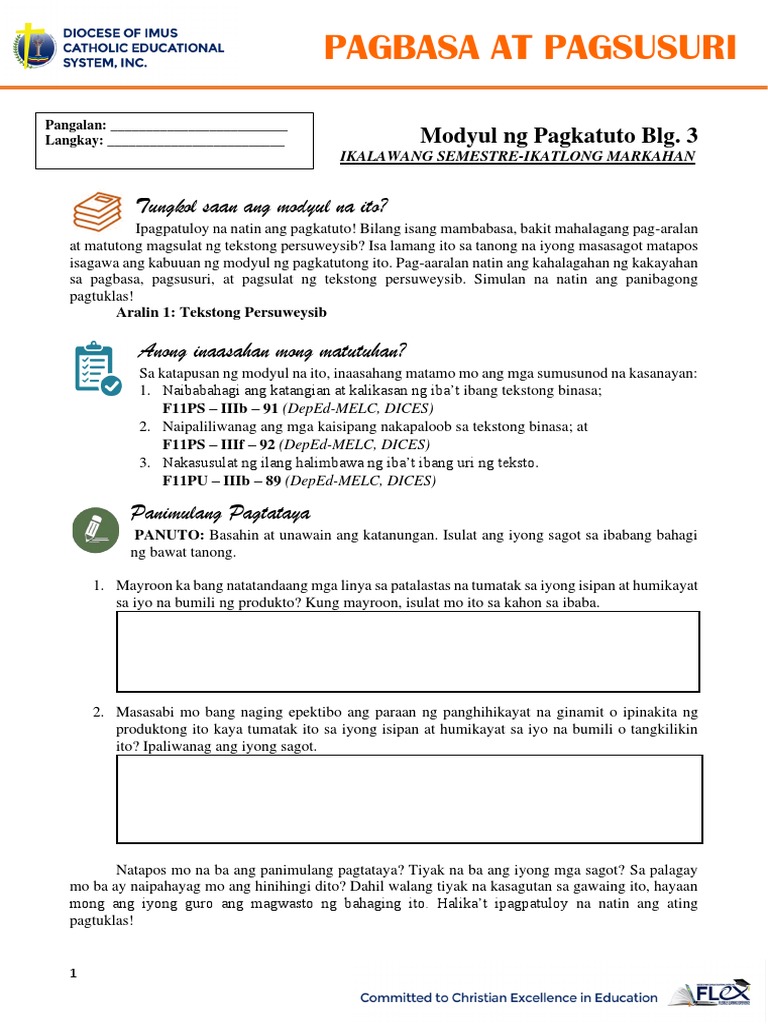 Module 3 - Pagbasa at Pagsusuri | PDF