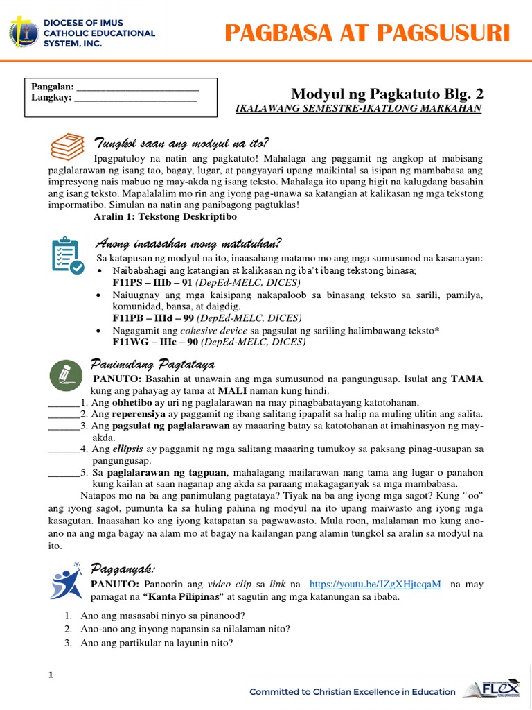 Module 2 - Pagbasa at Pagsusuri | PDF