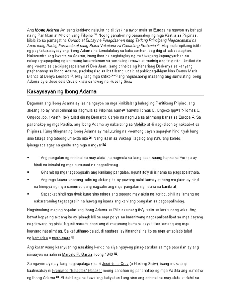 Ibong Adarna Script Pdf