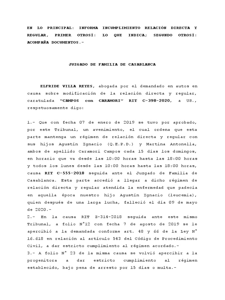 Informa Incumplimiento Rit C-398-2020 | PDF