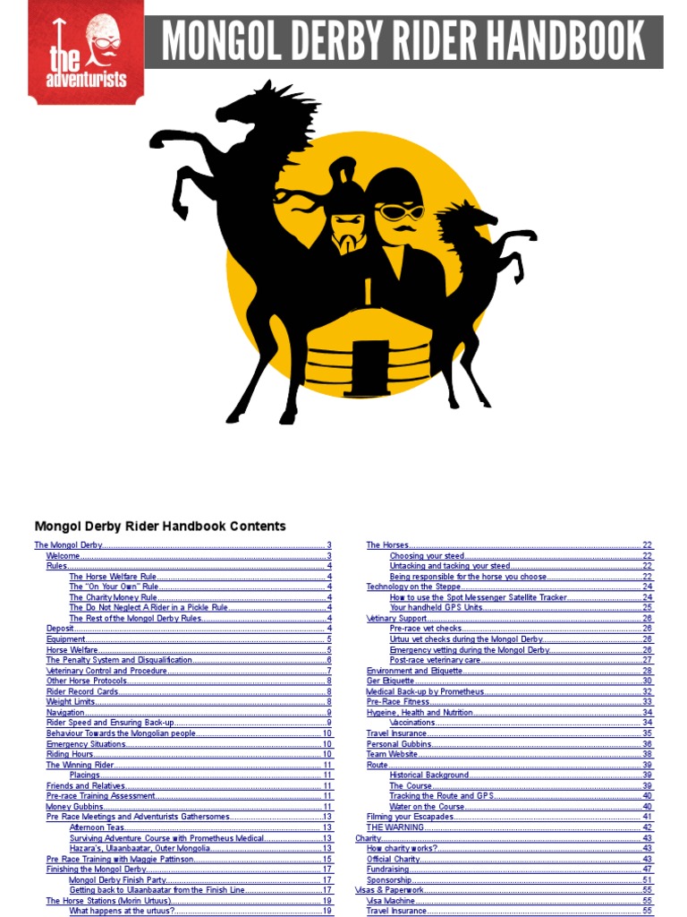 Mongol Derby Rider Handbook | PDF | Equestrianism | Saddle