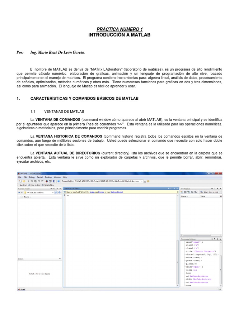 Practica01 IntroduccionMatLab | PDF | Archivo de computadora | Matlab