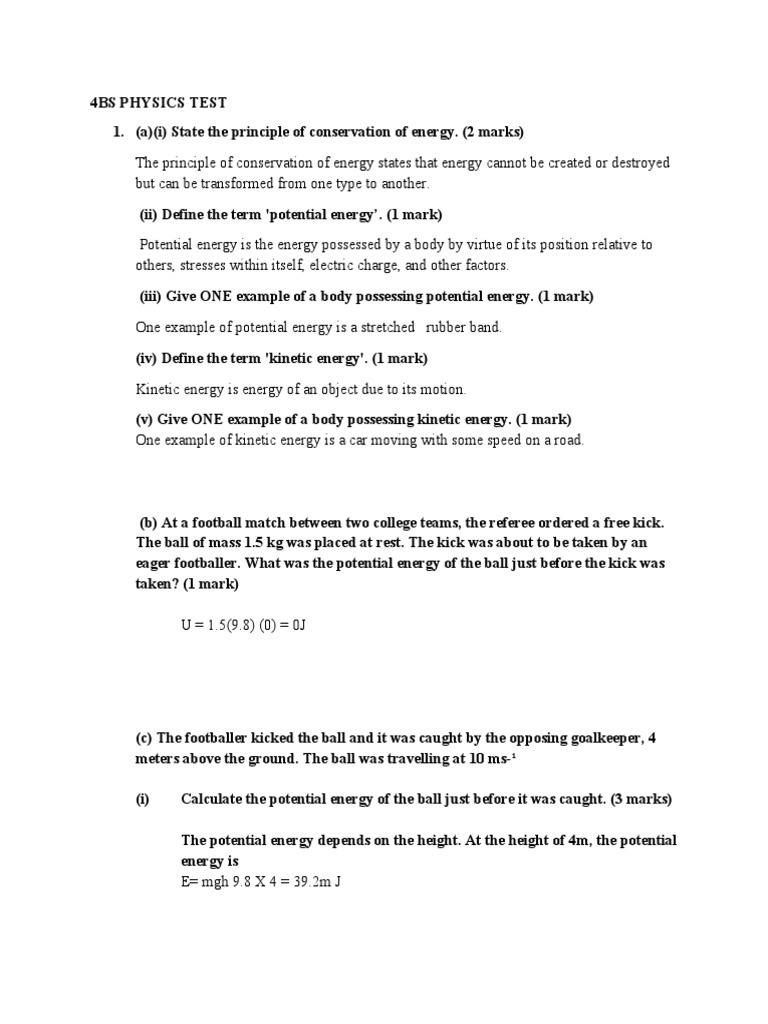 Conservation of Energy Physics Test | PDF