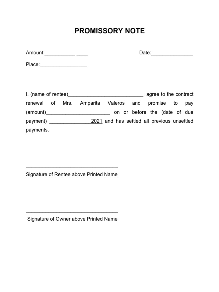 Promissory Note | PDF | Finance & Money Management | Law