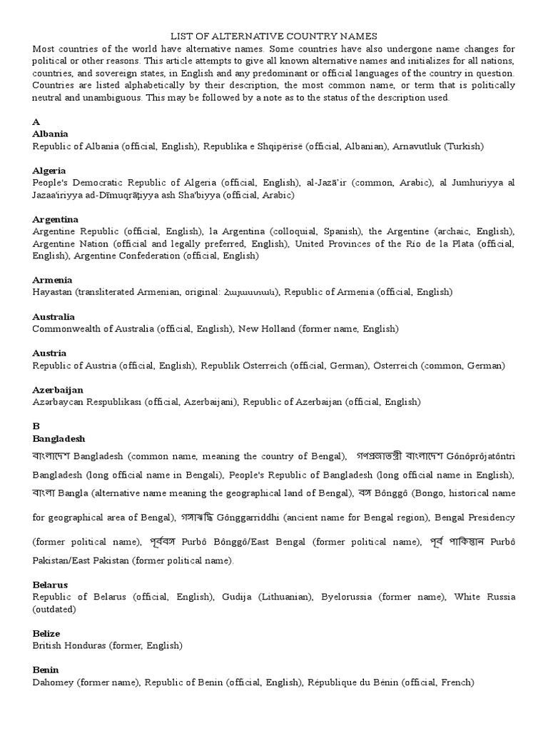 ,old Names of Countries | PDF | Taiwan | Ukraine